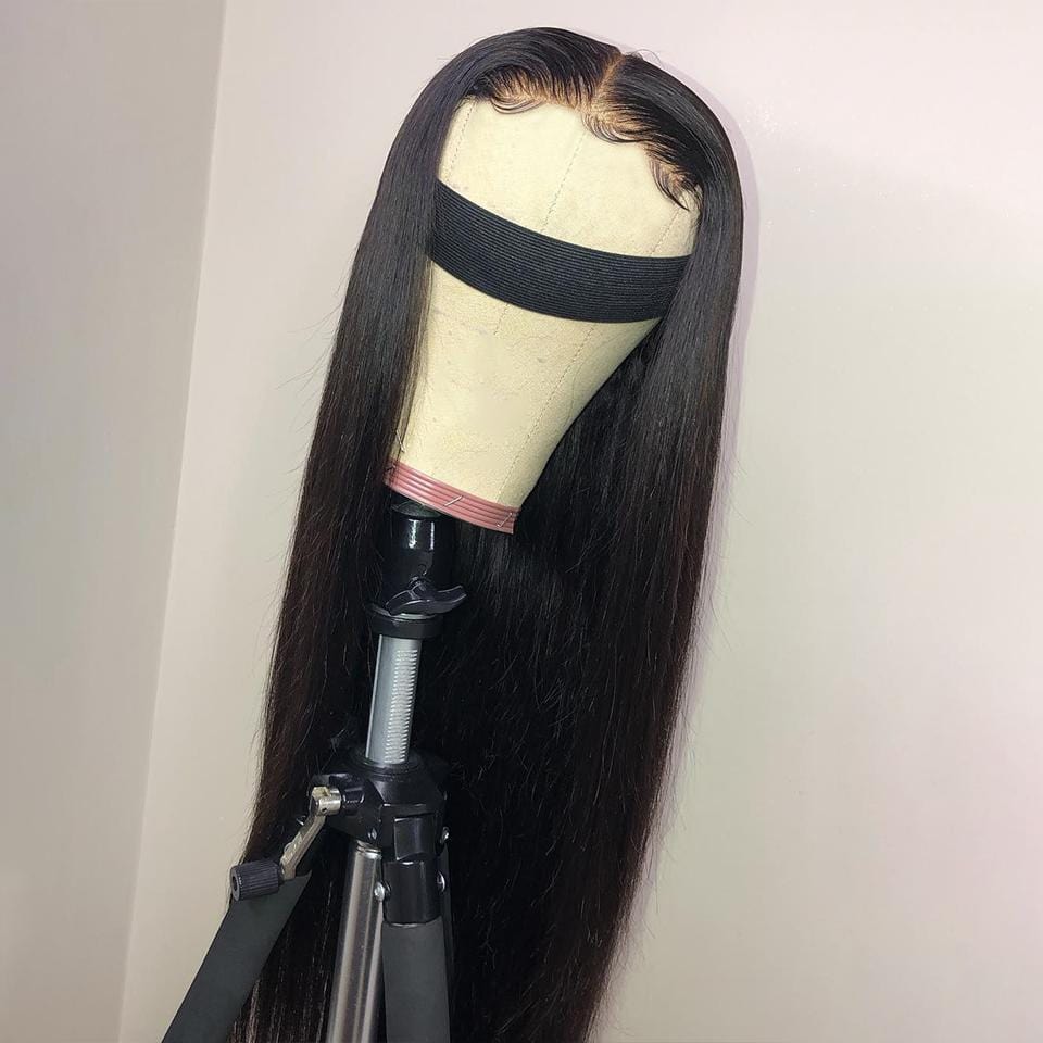 natural black bone straight human hair lace front wigs for women ...